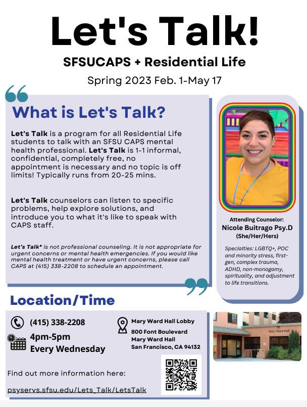 Let's Talk Residential Life Counseling | Counseling & Psychological ...